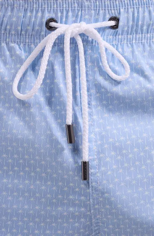 Bugatchi Kai Palm Print Swim Trunks - Vista Blue