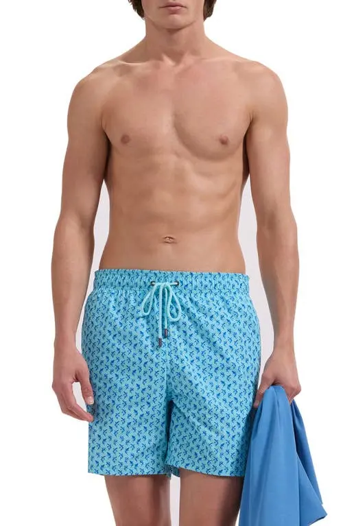 Bugatchi Kai Dolphin Print Swim Trunks - Aqua