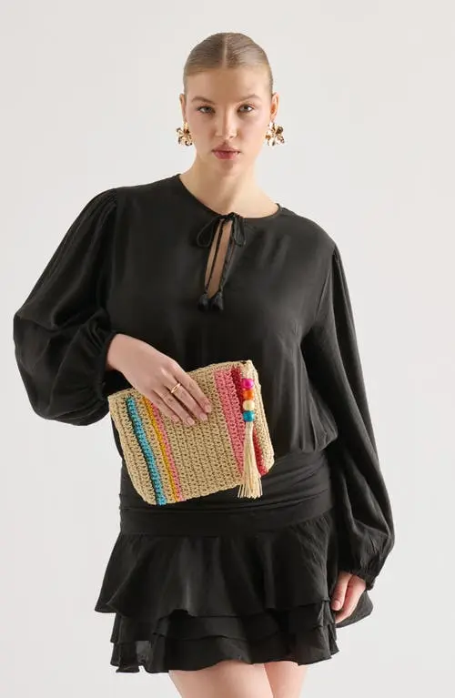 Dolce Vita Astra Raffia Clutch - Multi Pink