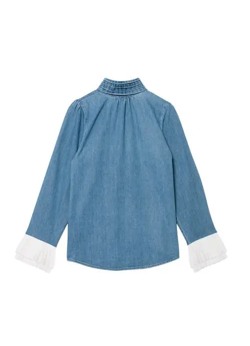 Mint Velvet Denim Contrast Cuff Blouse