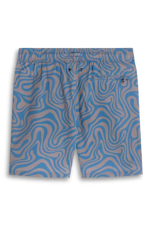 Bugatchi Cruz Wave Print Swim Trunks - Taupe