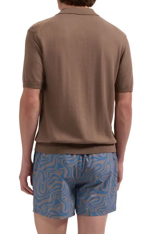 Bugatchi Cruz Wave Print Swim Trunks