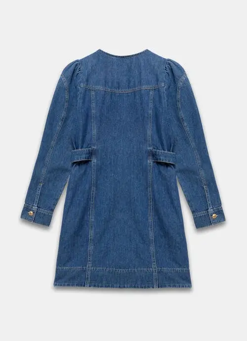 Mint Velvet Denim Puff Sleeve Mini Dress