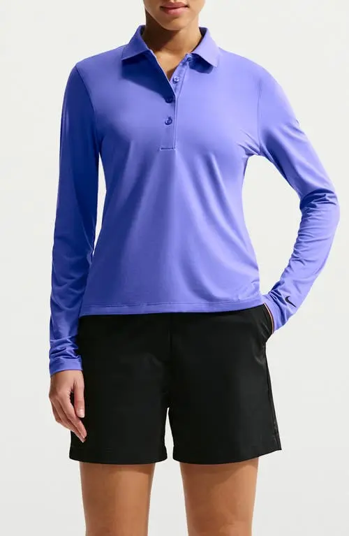 Nike Dri-fit Uv Long Sleeve Golf Polo - Sapphire/black