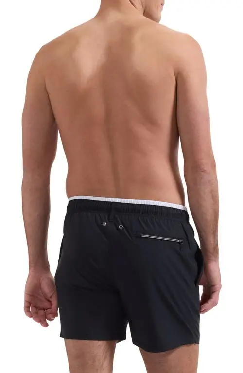 Bugatchi Quinn Colorblock Swim Trunks - Black
