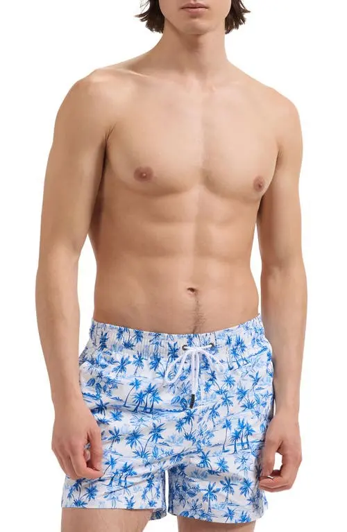 Bugatchi Kai Tropical Print Swim Trunks - Classic Blue