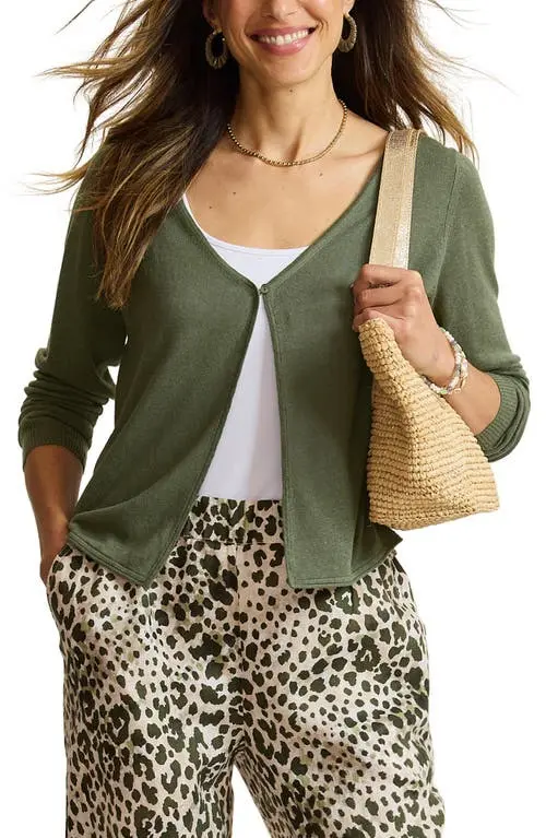 Tommy Bahama Adeline Linen Blend Jersey Cardigan - Palm Moss