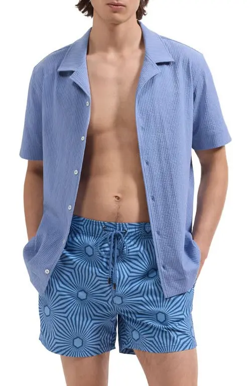 Bugatchi Printed Swim Trunks - Cobalt