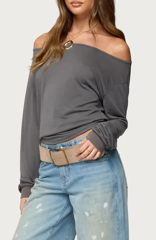 EDIKTED Off-the-shoulder Top - Dark-gray