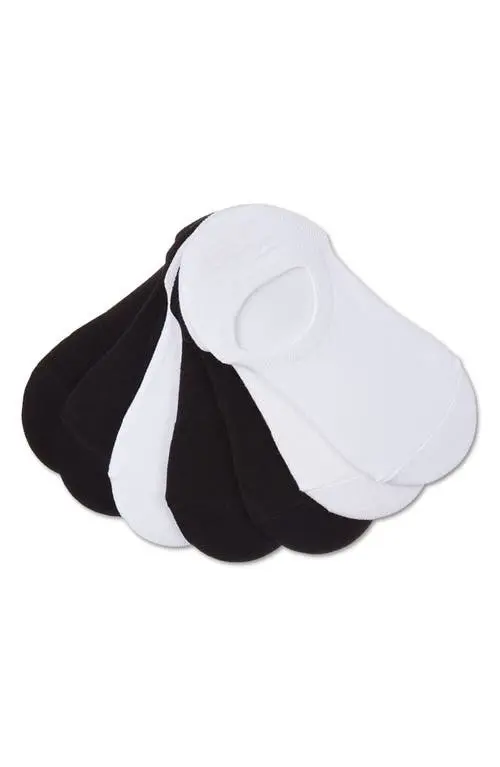 MEMOI 7-pair No Show Sneaker Liner Socks - White-black