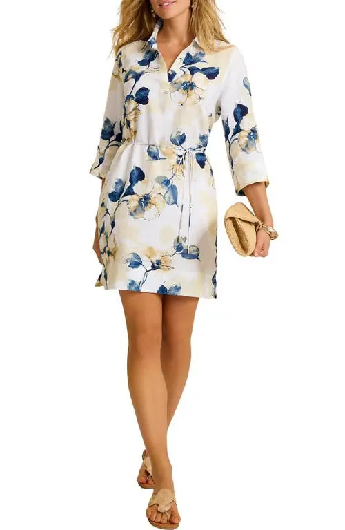 Tommy Bahama Beleza Blossom Linen Shift Dress - White