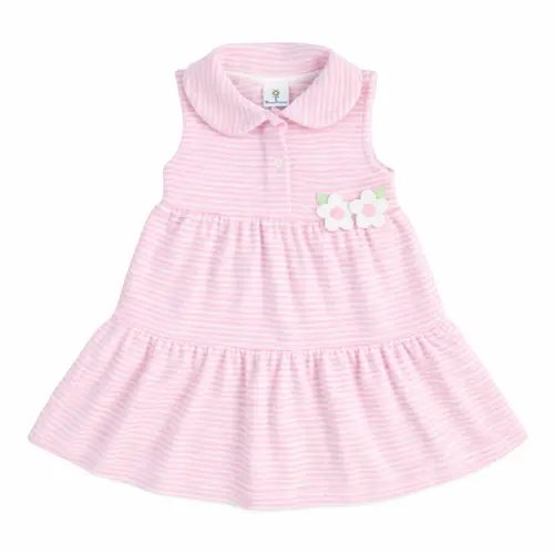 FLORENCE EISEMAN Stripe Terry Dress With Flowers - Pink/white