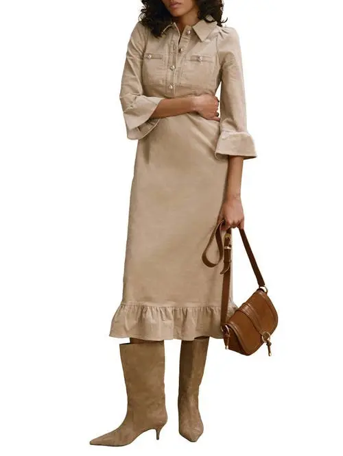 Mint Velvet Corduroy Shirt Midi Dress