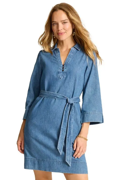 Tommy Bahama Belted Denim Shirt Dress - Indigo Oasis Wash