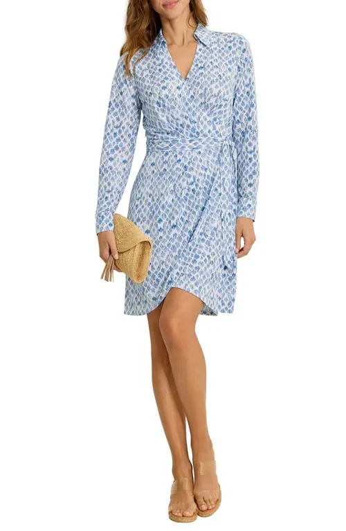Tommy Bahama Carmela Coastal Sands Long Sleeve Wrap Shirtdress - French Blue