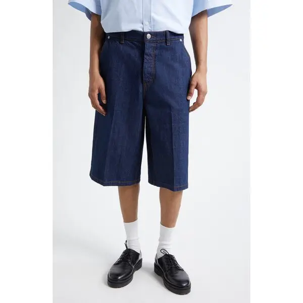 AMI Paris Loose Fit Denim Bermuda Shorts - Indigo
