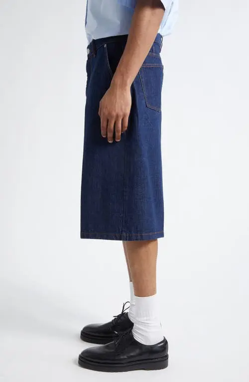 AMI Paris Loose Fit Denim Bermuda Shorts - Indigo