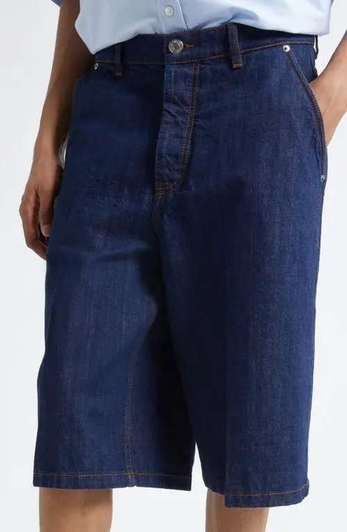 AMI Paris Loose Fit Denim Bermuda Shorts - Indigo