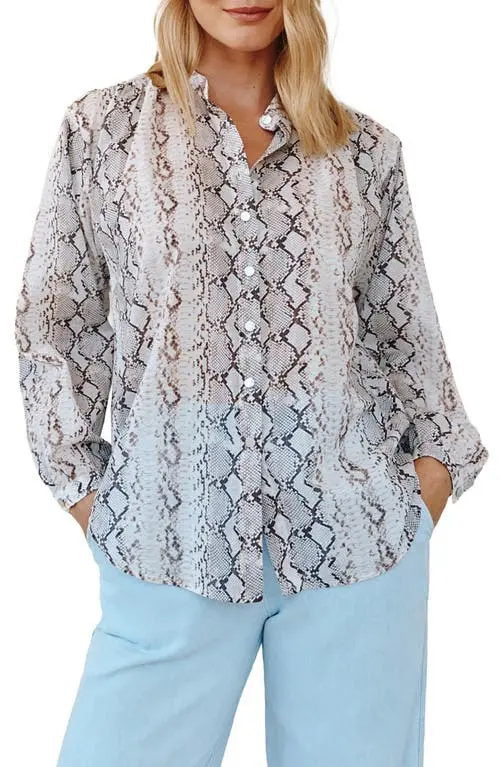 Bella Dahl Print Shirred Shirt - Blush Snake Print