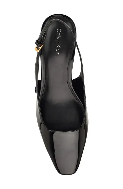 Calvin Klein Sorena Slingback Kitten Heel Pump - Black Patent