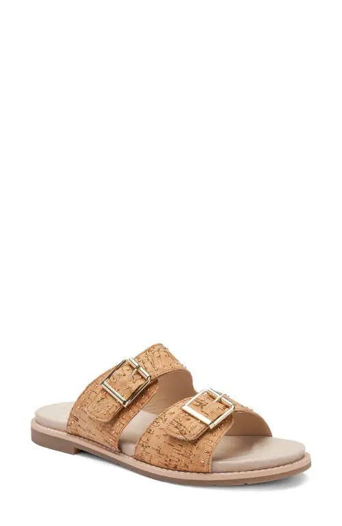 ARA Elm Studded Buckle Strap Slide Sandal - Natural