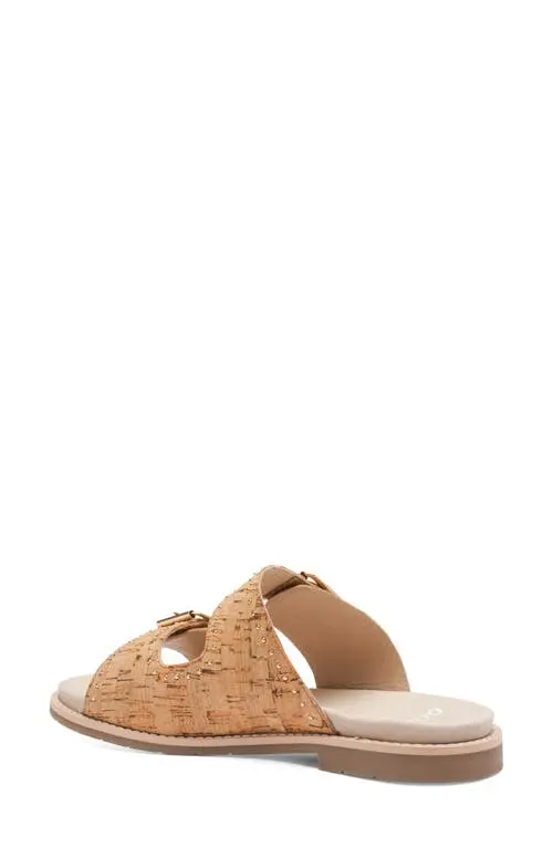 ARA Elm Studded Buckle Strap Slide Sandal - Natural