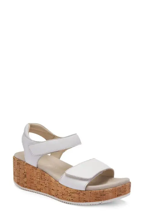 ARA Rosepetal Platform Wedge Sandal - White/natural