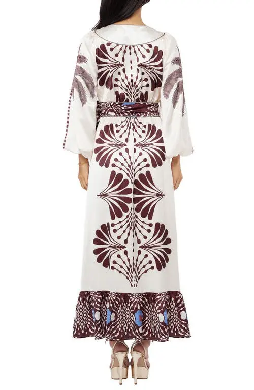 CIEBON Willow Print Satin Maxi Dress