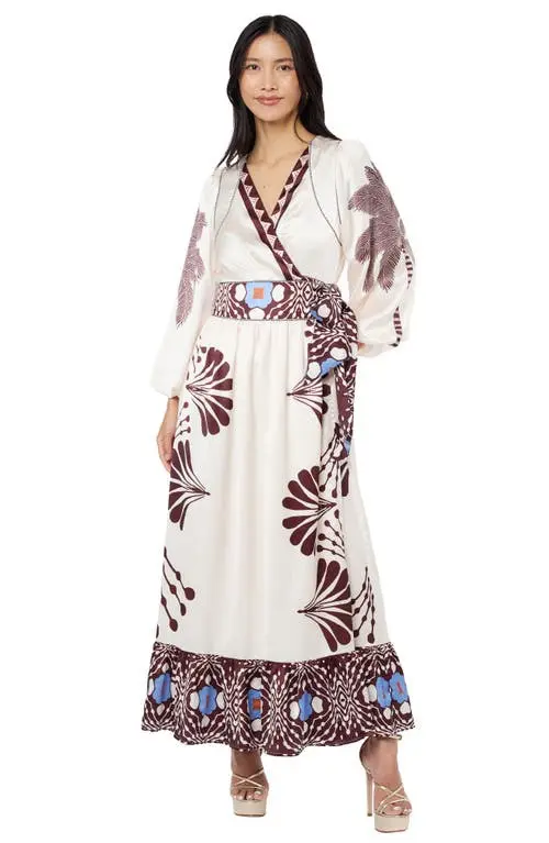 CIEBON Willow Print Satin Maxi Dress
