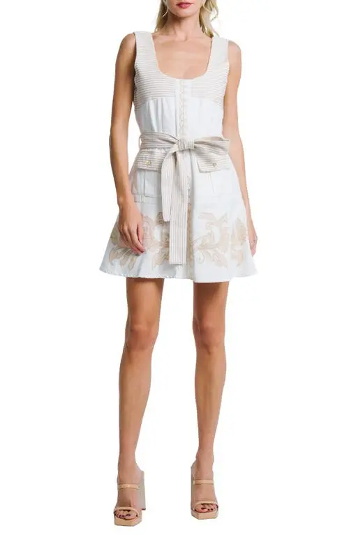 CIEBON Embroidered Fit & Flare Minidress - Off White