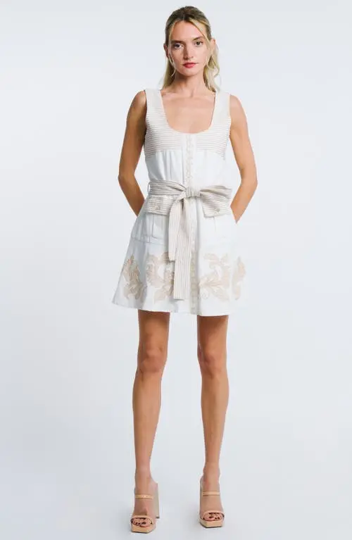 CIEBON Embroidered Fit & Flare Minidress - Off White