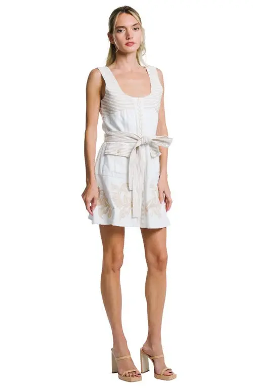 CIEBON Embroidered Fit & Flare Minidress - Off White