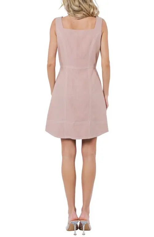 CIEBON Alanni Topstitch Detail Cotton Blend Dress