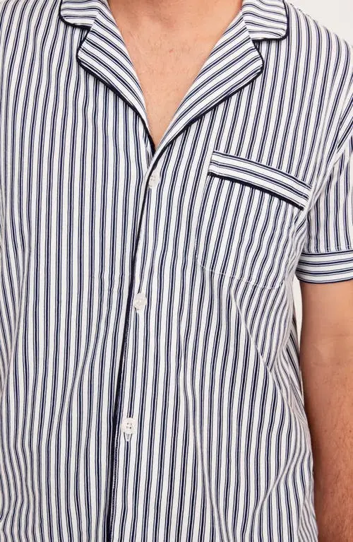 PETITE PLUME Stripe Pima Cotton Short Pajamas - Navy