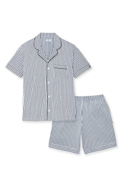 PETITE PLUME Stripe Pima Cotton Short Pajamas - Navy