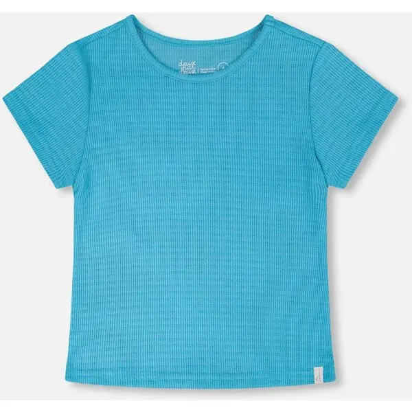 DEUX PAR DEUX Relaxed Straight Fit Crinkle Jersey Short Sleeve T-shirt - Blue