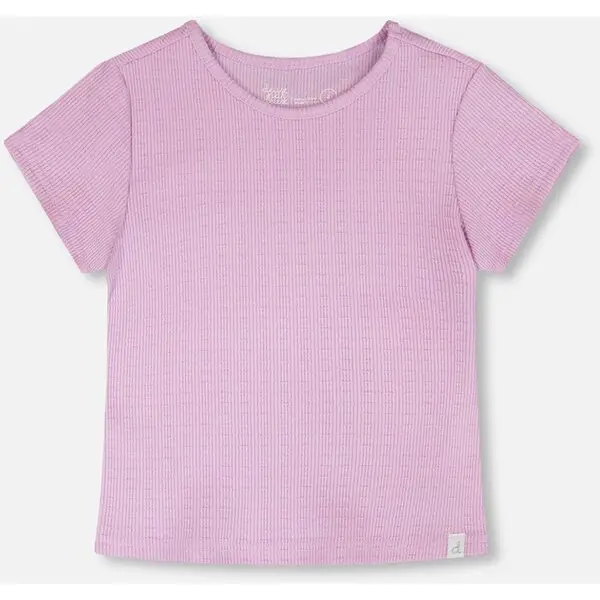 DEUX PAR DEUX Relaxed Straight Fit Crinkle Jersey Short Sleeve T-shirt - Lilac