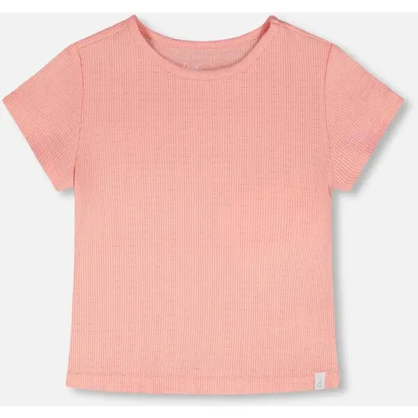 DEUX PAR DEUX Relaxed Straight Fit Crinkle Jersey Short Sleeve T-shirt - Peach Pink