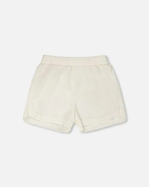 DEUX PAR DEUX Crinkle Jersey Elastic Waist Shorts - Off-white