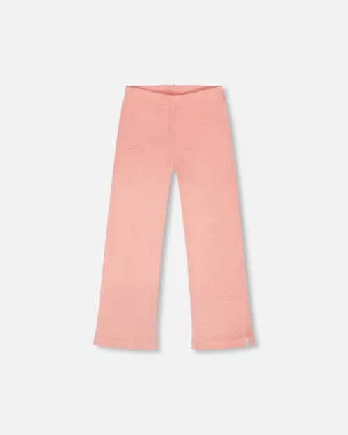 DEUX PAR DEUX Crinkle Jersey Flared Bottom Leggings - Peach Pink