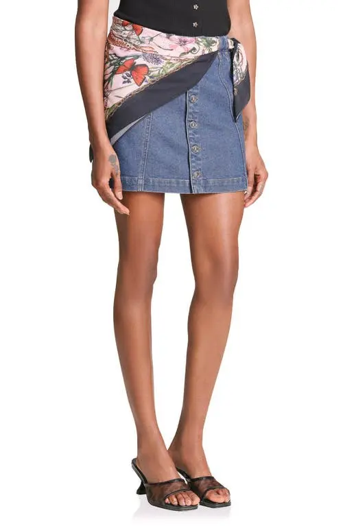Avec Les Filles Side Panel Denim Skirt