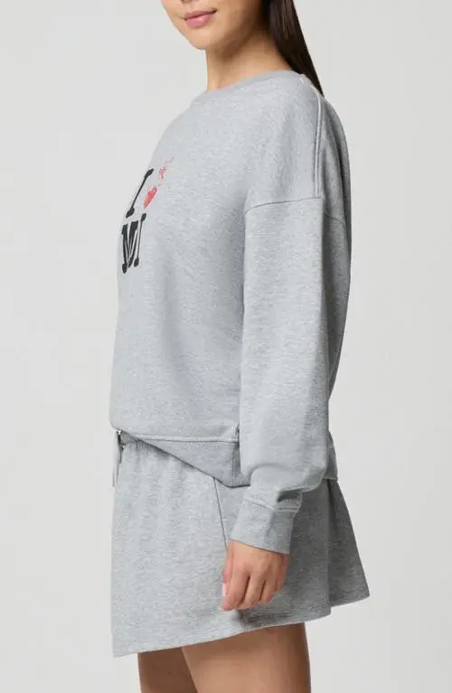 FLORENCE BY MILLS Cozy Crush Graphic Sweatshirt - Heather Grey/cherry