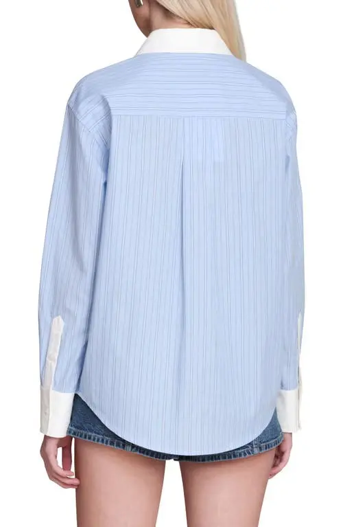 Avec Les Filles Striped Cotton Shirt With Applique
