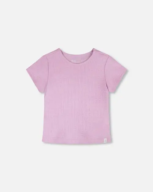 DEUX PAR DEUX Relaxed Straight Fit Crinkle Jersey Short Sleeve T-shirt - Lilac