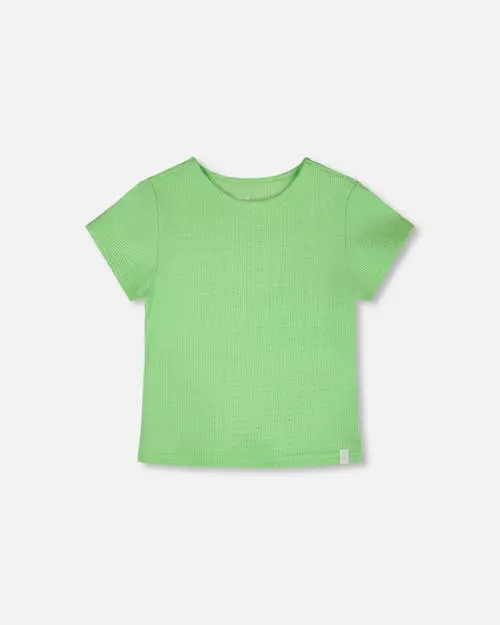 DEUX PAR DEUX Relaxed Straight Fit Crinkle Jersey Short Sleeve T-shirt - Mint Green