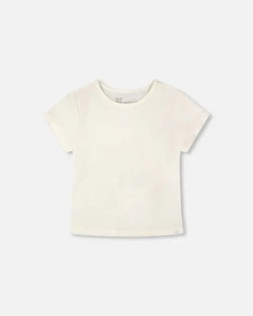 DEUX PAR DEUX Relaxed Straight Fit Crinkle Jersey Short Sleeve T-shirt - Off-white