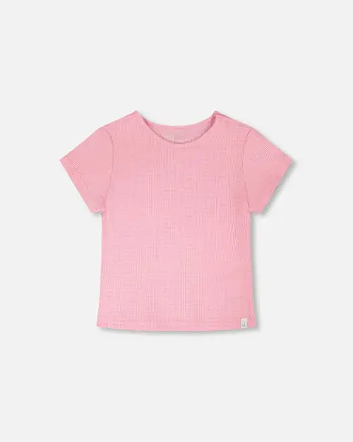 DEUX PAR DEUX Relaxed Straight Fit Crinkle Jersey Short Sleeve T-shirt - Pink