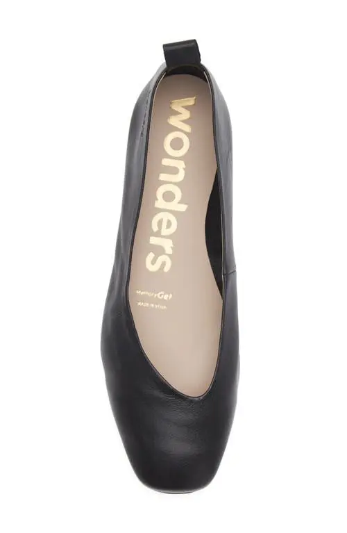 WONDERS Square Toe Ballet Flat - Sauvage Black