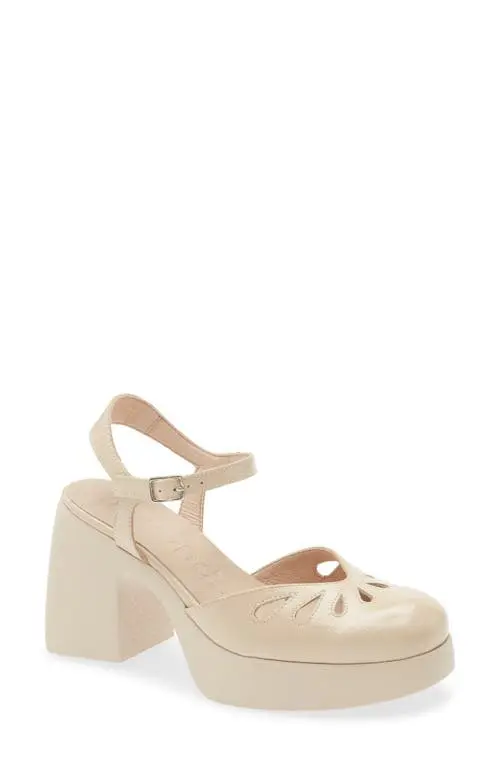 WONDERS Ankle Strap Platform Pump - Lack Beige