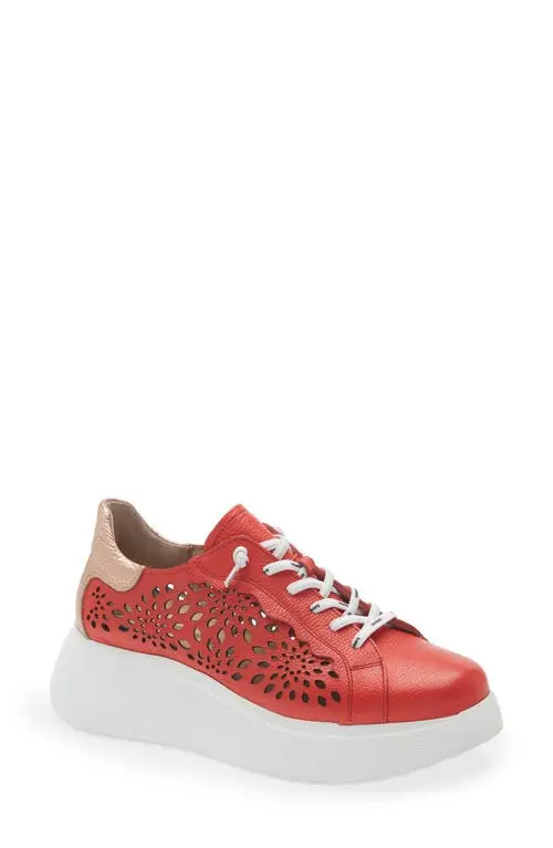 WONDERS Laser Cutout Platform Sneaker - Flame/rame